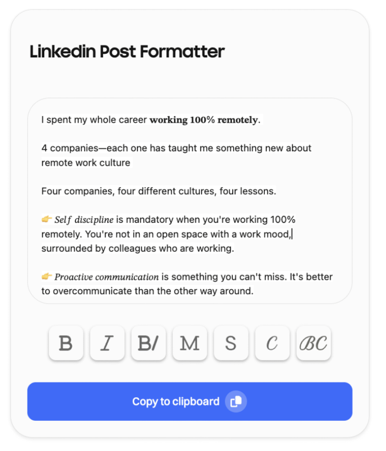 LinkedIn Text Formatter Tool: Bold, Italic & Professional Post Styling ...